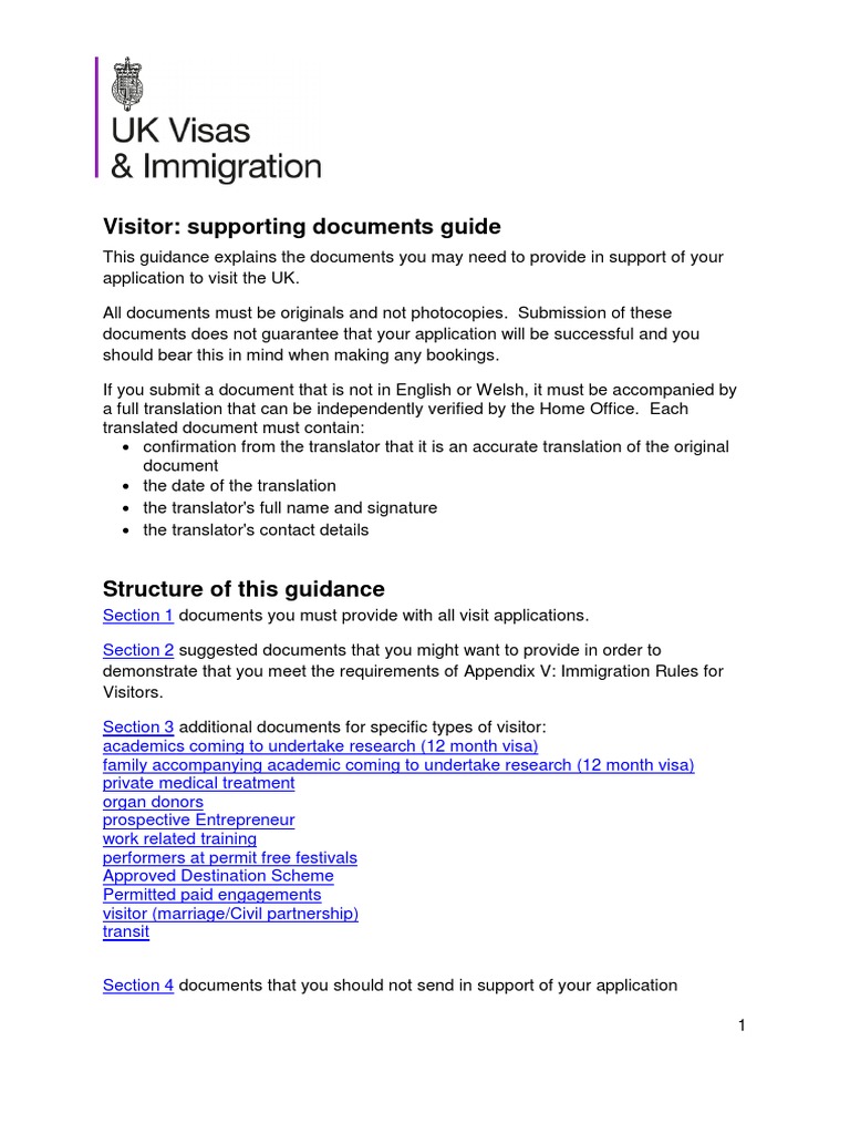 Visitor Supporting Documents Guide - English Version | PDF