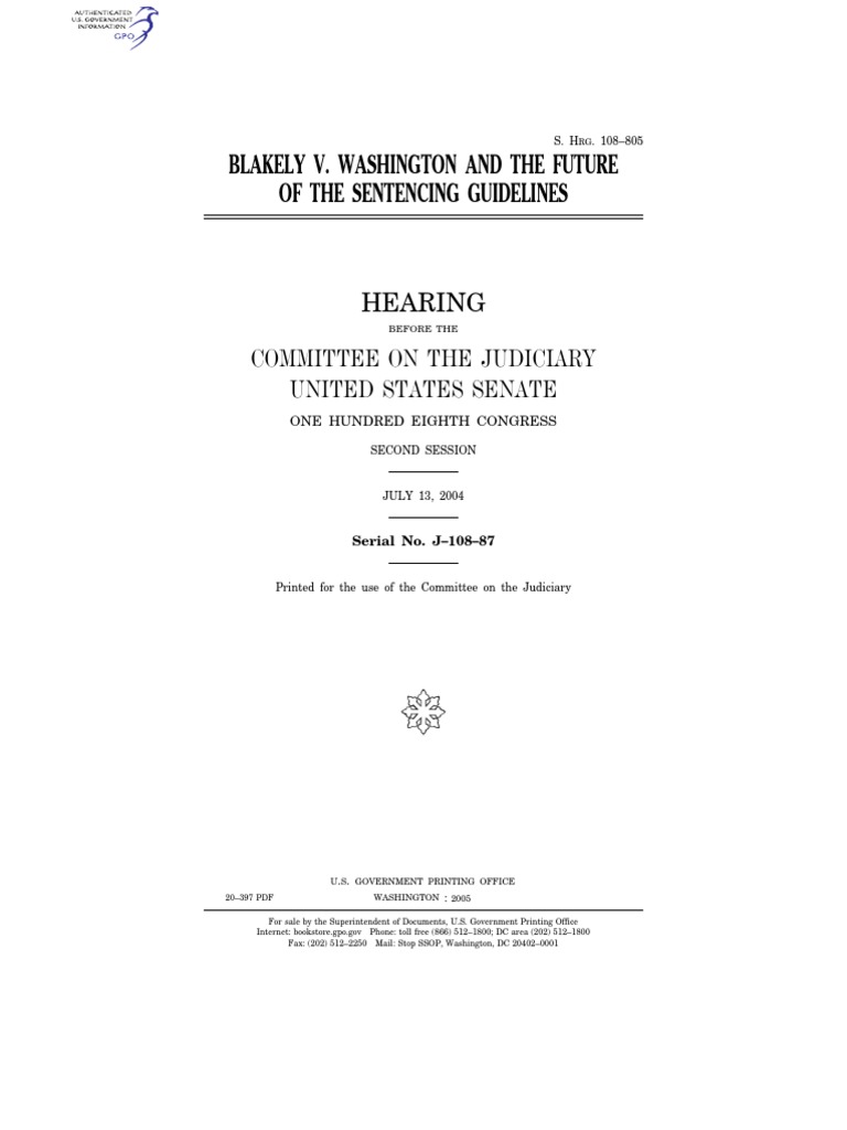 Blakely V. Washington and The Future of The Sentencing Guidelines | PDF ...