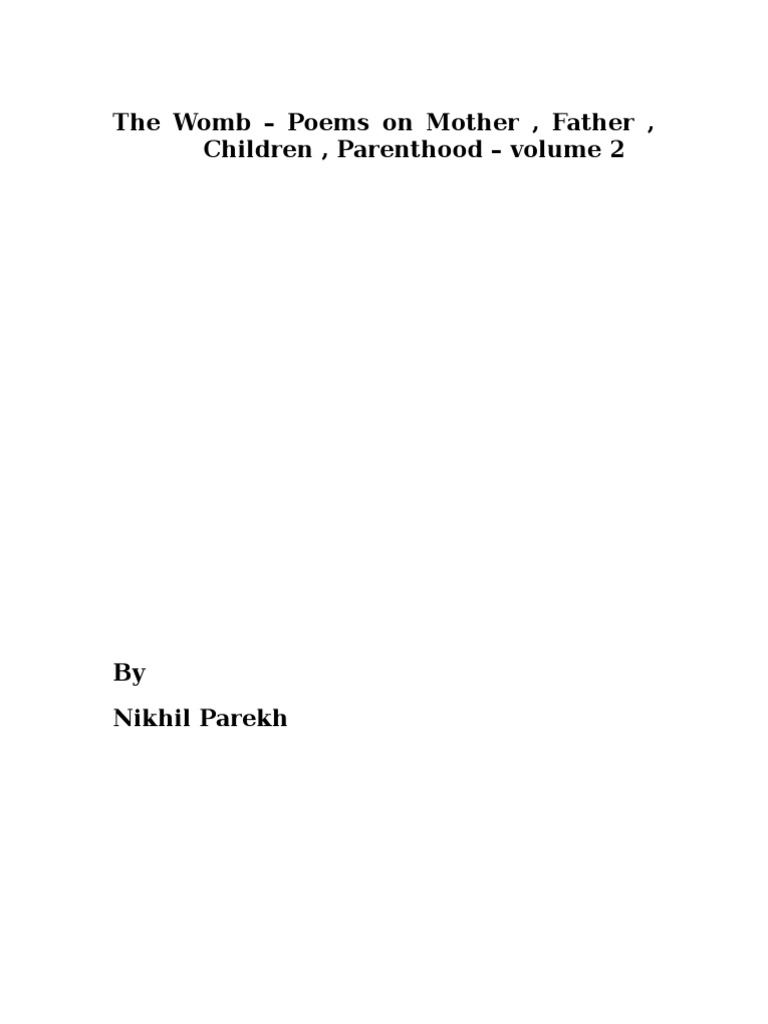 The Womb - Poems On Mother, Father, Children, Parenthood - Volume 2 ...