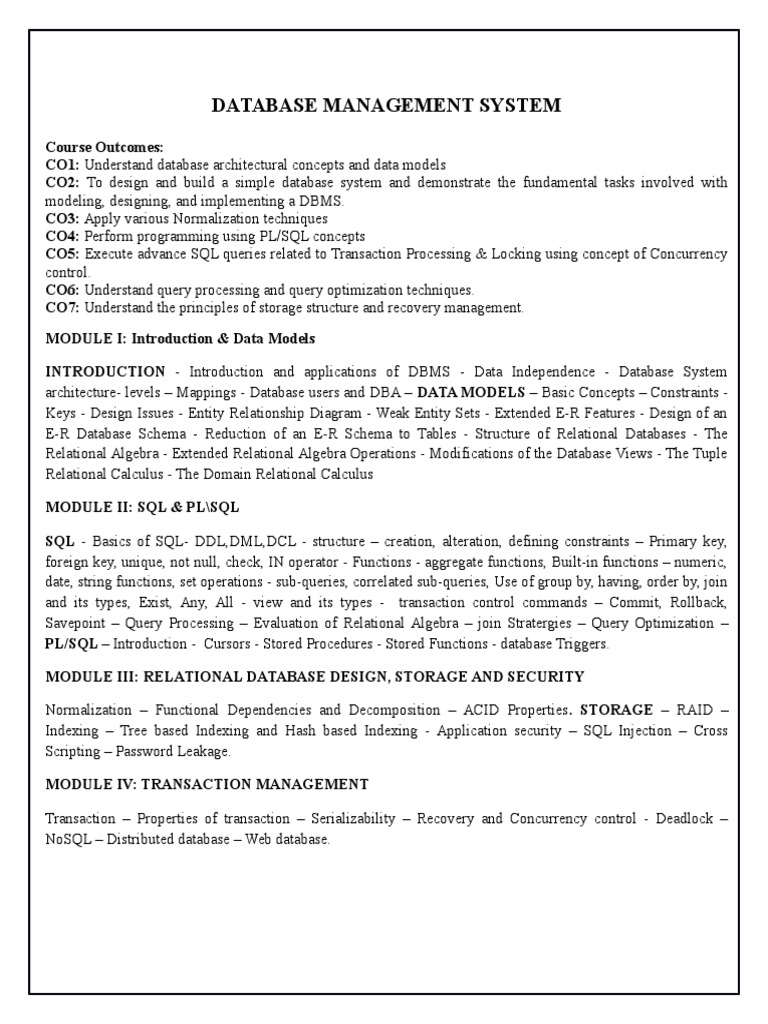 Database Management System Pdf Relational Database Sql