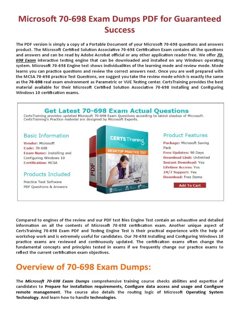 70-698 Installing and Configuring Windows 10 Exam Dumps 20% OFF ...