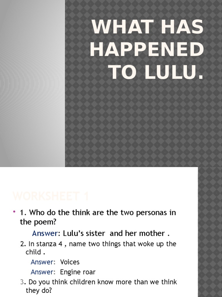 Child's Questions in "What Happened to Lulu" | PDF