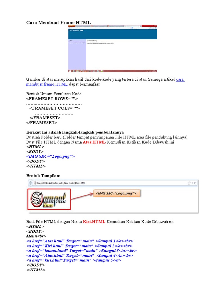 Cara Membuat Frame HTML | PDF