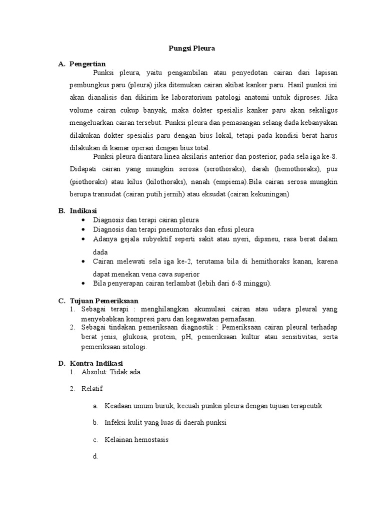 Prosedur dan Indikasi Pungsi Pleura | PDF | Pengembangan Diri ...