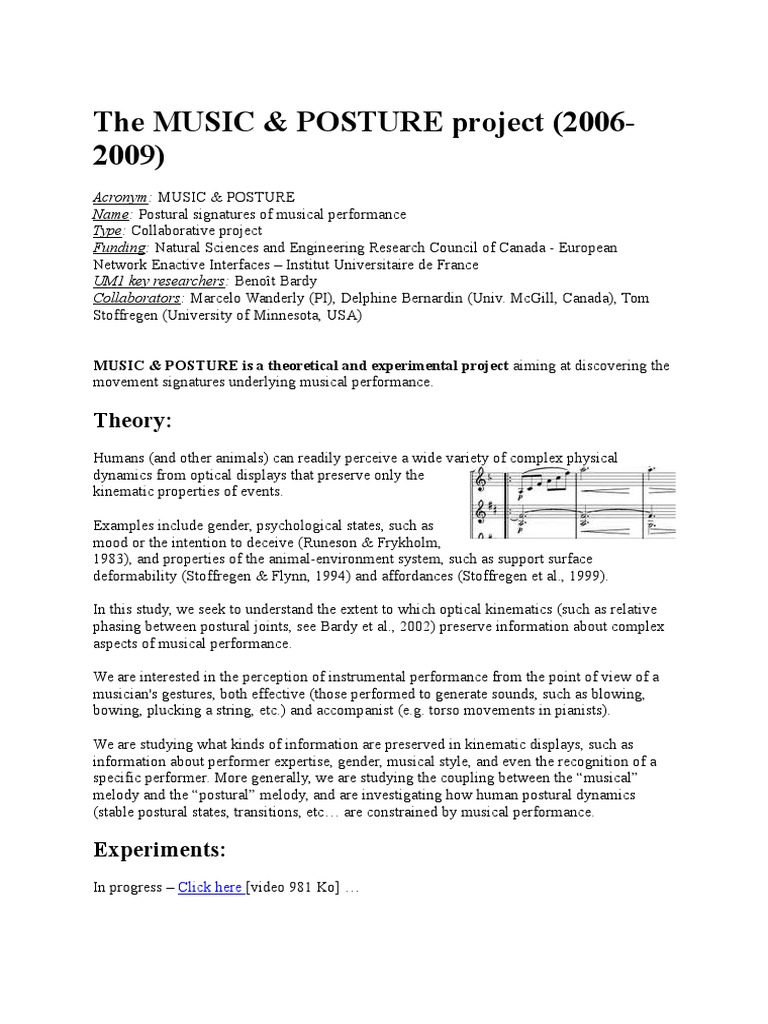 The MUSIC & POSTURE Project (2006-2009) : Theory | PDF