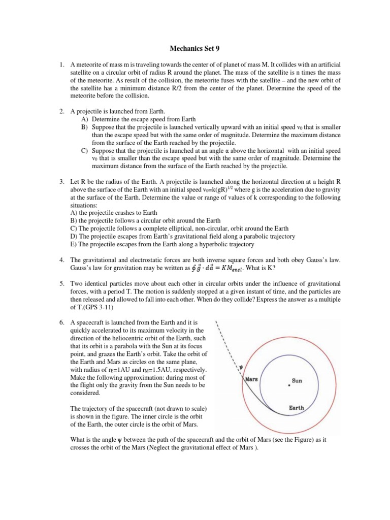 Mechanics Problem Set - 9 PDF | PDF