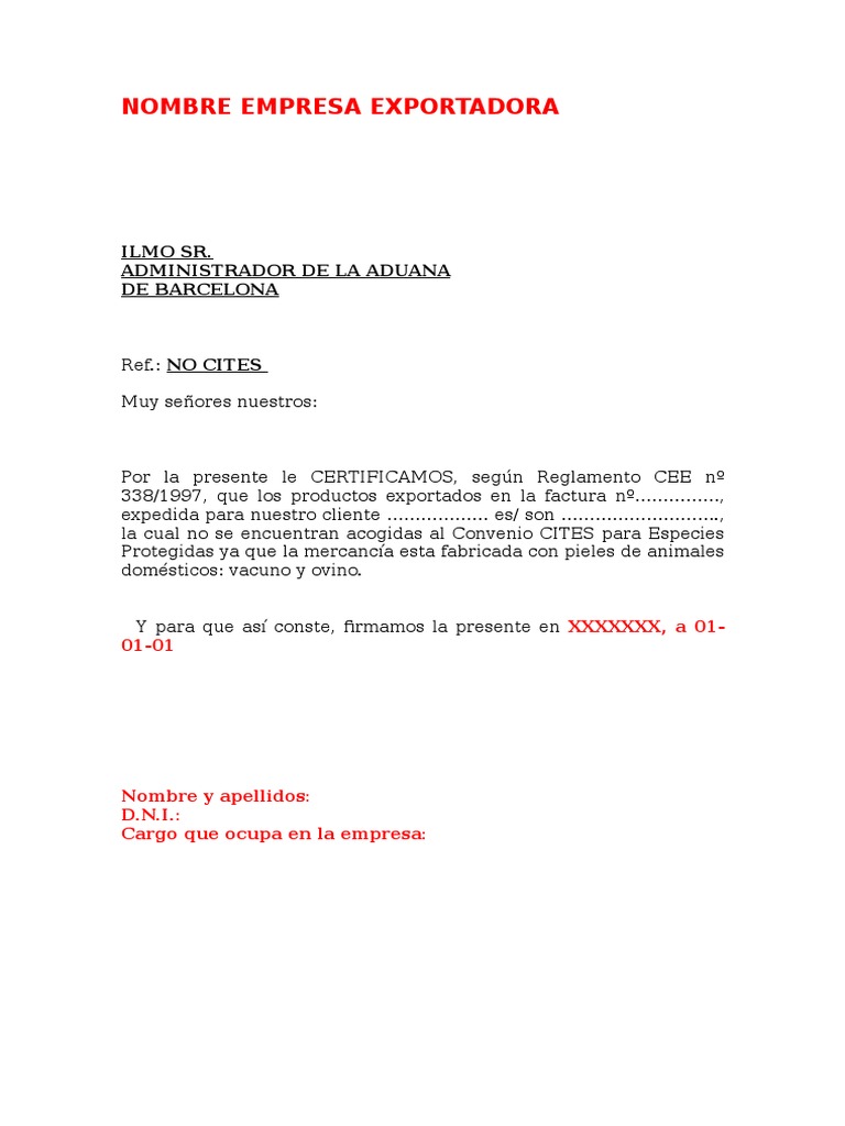 Carta Cites - Ejemplo | PDF