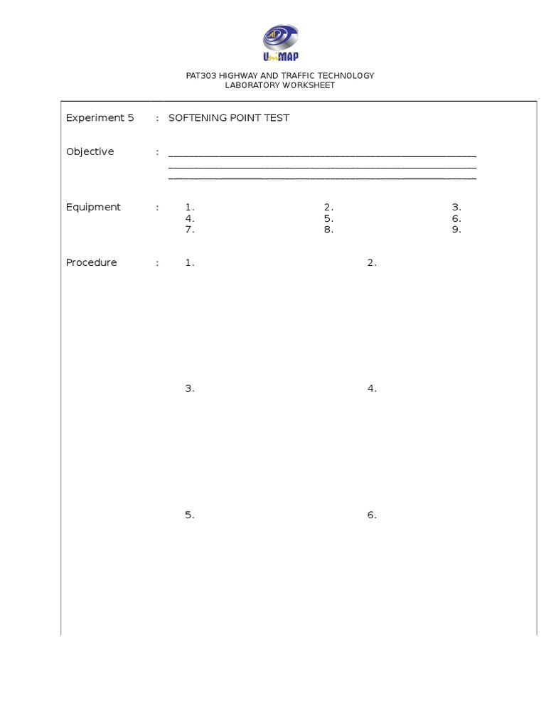 Softening Point Test in Traffic Tech Lab | PDF