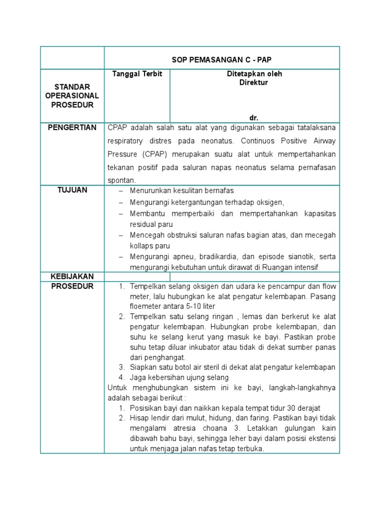 Sop Cpap | PDF