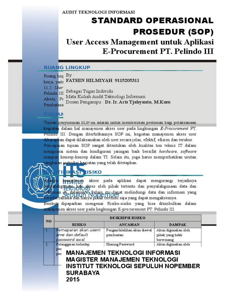 SOP Manajemen Akses Pengguna E-Procurement | PDF