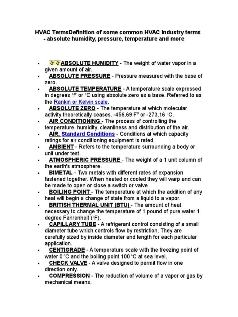 Hvac Terms | PDF | Heat Transfer | Evaporation