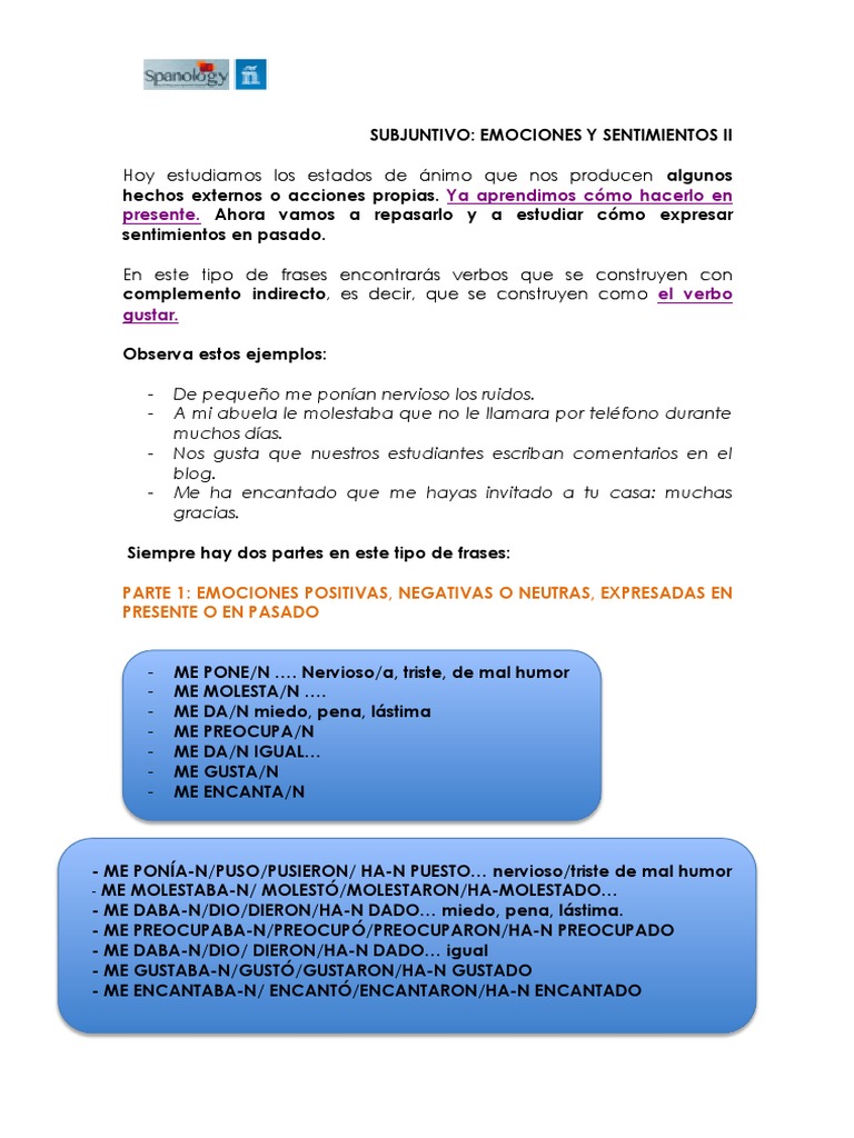 Expresando Sentimientos en Pasado | PDF | Gramática | Lingüística