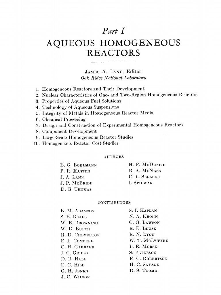 1 Aqueous Homogeneous Reactors | PDF | Nuclear Reactor | Uranium