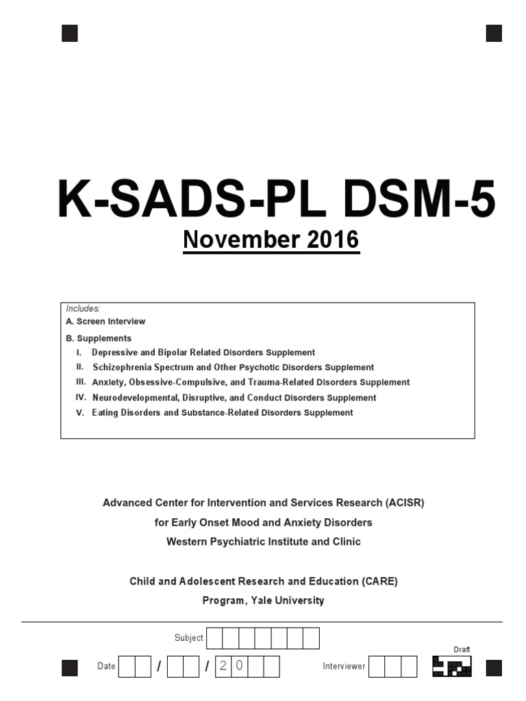 Ksads Dsm 5 Screen Final | Major Depressive Disorder | Attention ...