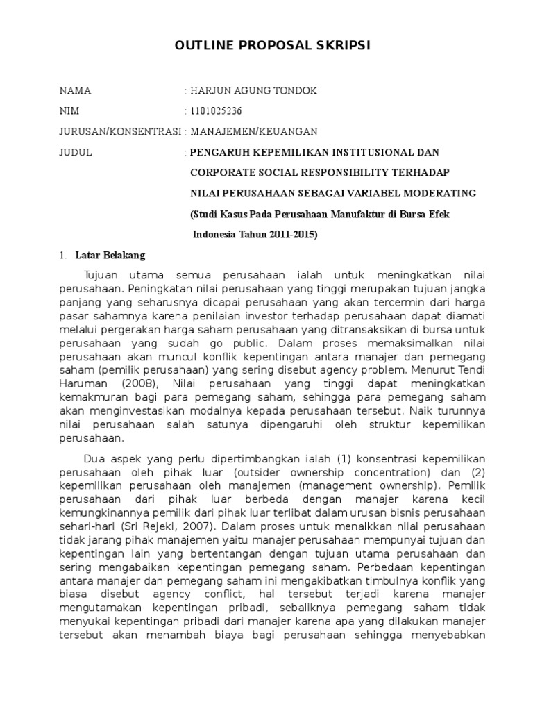 Outline Proposal Skripsi | PDF