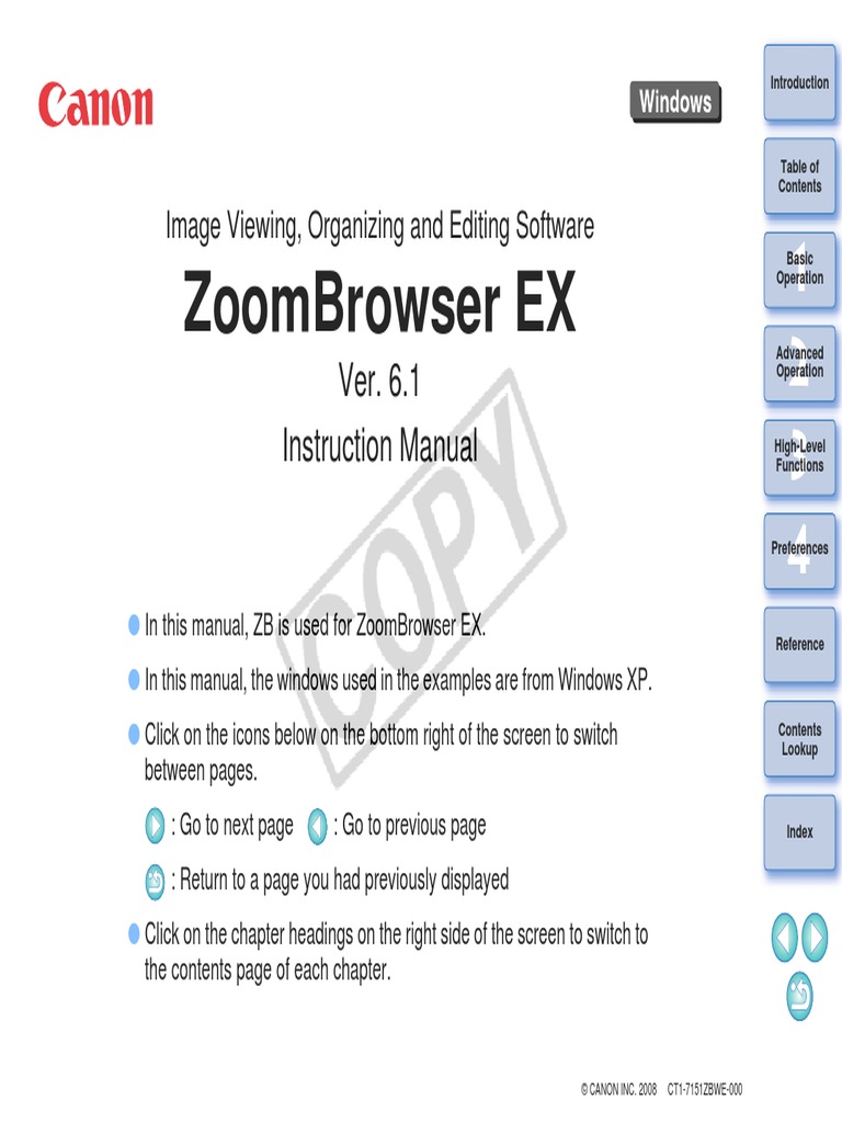 Zoombrowser Ex: Ver. 6.1 Instruction Manual | PDF | Icon (Computing ...