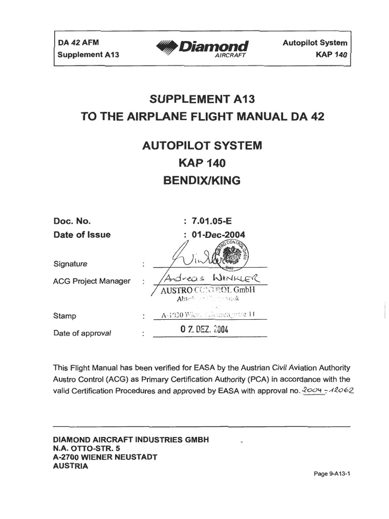 Autopilot Kap140 Bendixking For Da42 | PDF | Aircraft Flight Control ...