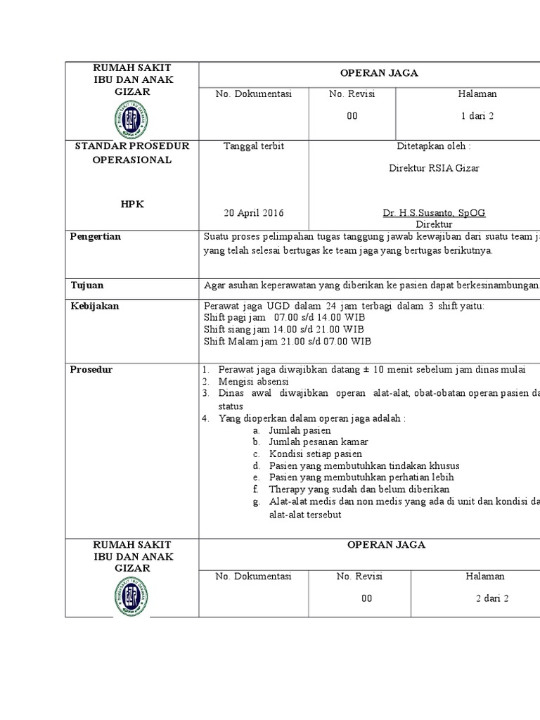Spo Operan Jaga | PDF