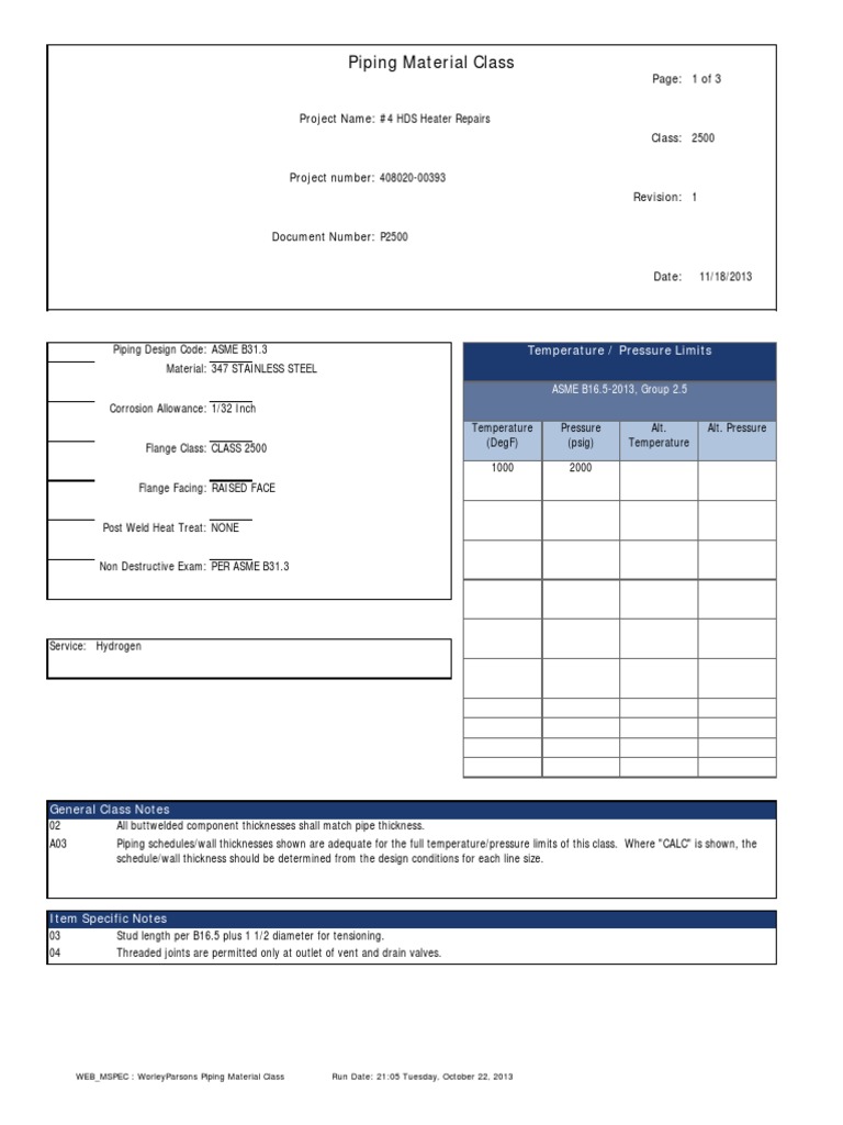 347 Stainless Steel Class 2500 Piping Specification | PDF | Pipe (Fluid ...