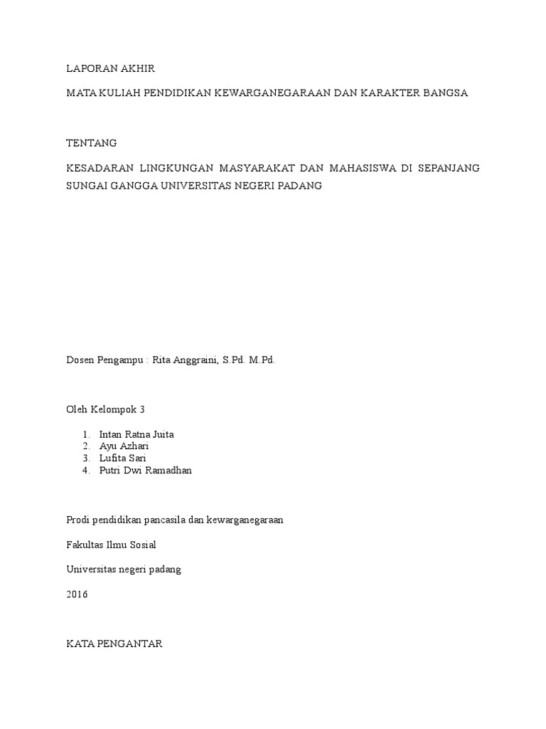 Laporan Akhir PKN KB | PDF | Ilmu Sosial | Sains & Matematika