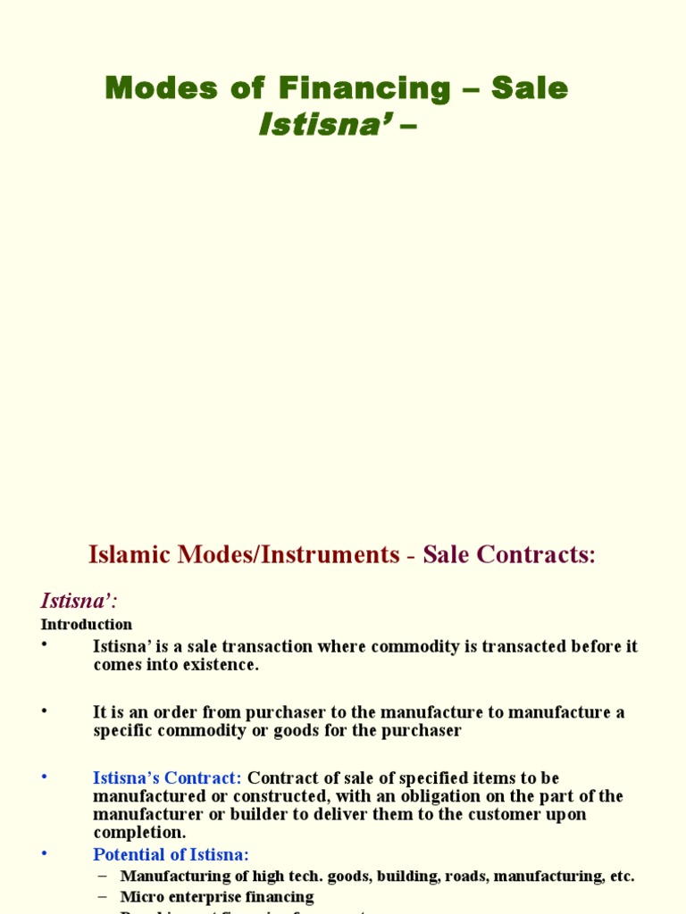 Session 5 Istisna | PDF | Islamic Banking And Finance | Prices