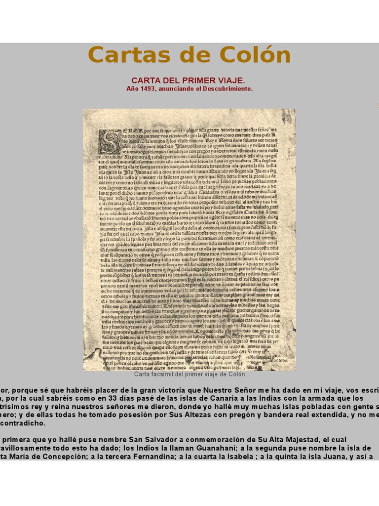 Cartas de Colón | PDF | Cristobal colon | España