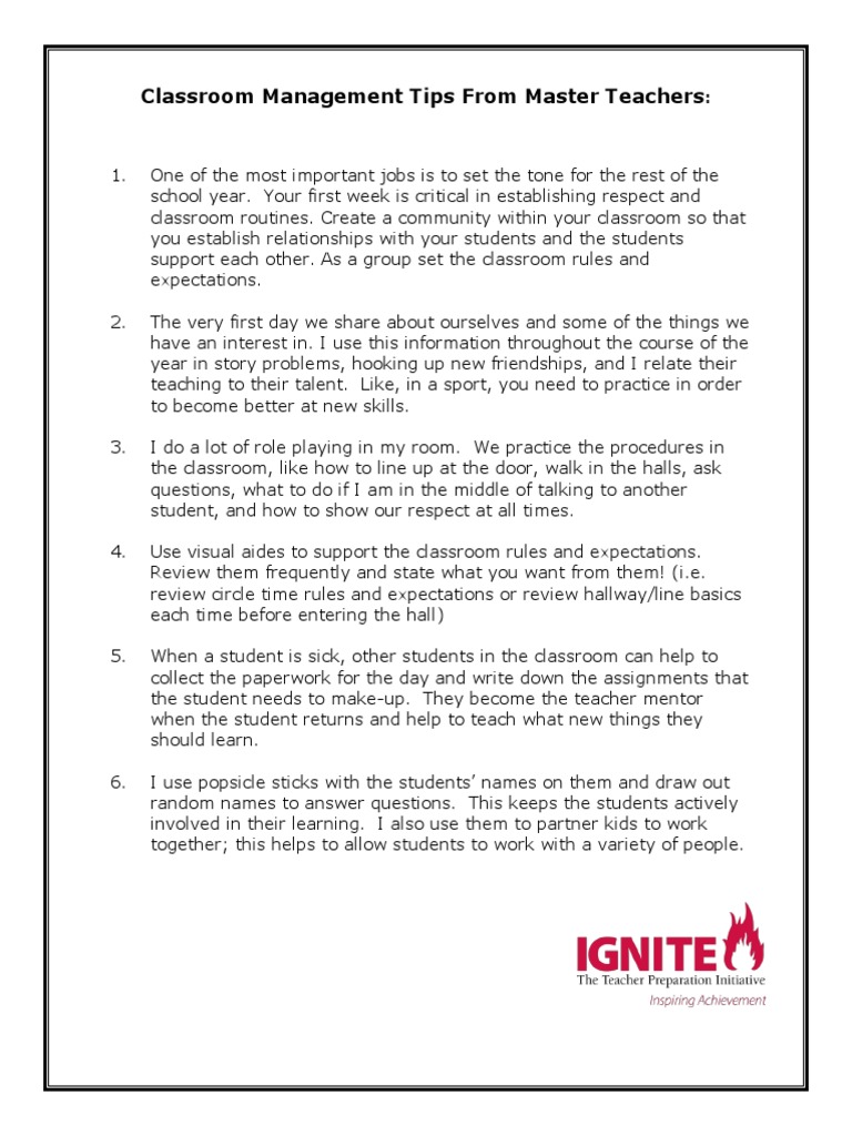 Classroom Management Tips | PDF | Classroom Management | Classroom