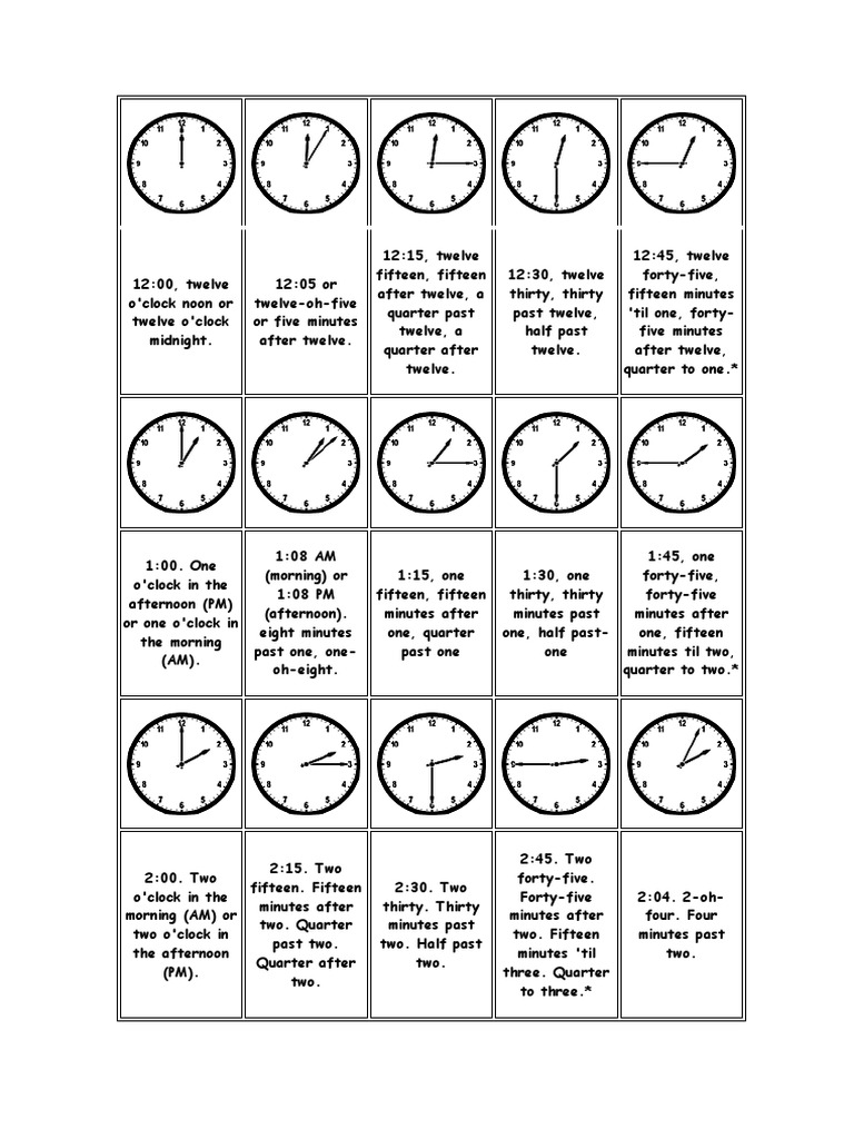 Time Worksheet For ESL Students | PDF