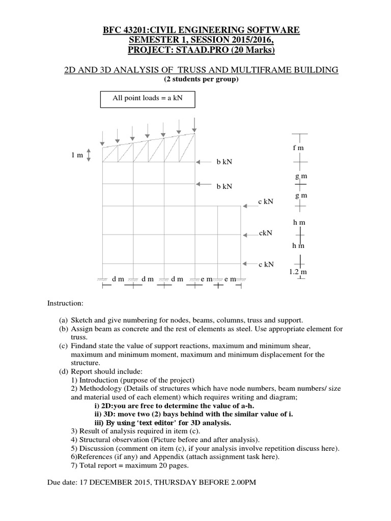 Project Staad Pro - S1 2015 - 2016 | PDF