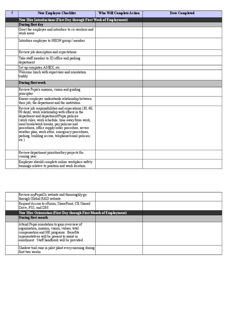 Onboarding Checklist Excel Format Template Download | PDF | Mentorship ...
