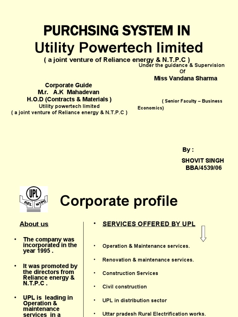 Purchsing System In: Utility Powertech Limited | PDF | Economies