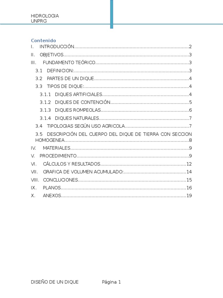 Diseño de Dique Word | PDF | Hidrología | Ingeniería geotécnica