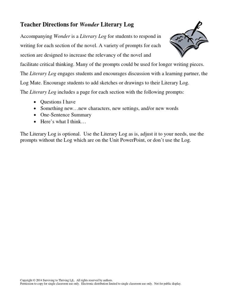 Wonder Literary Log | PDF | Copyright