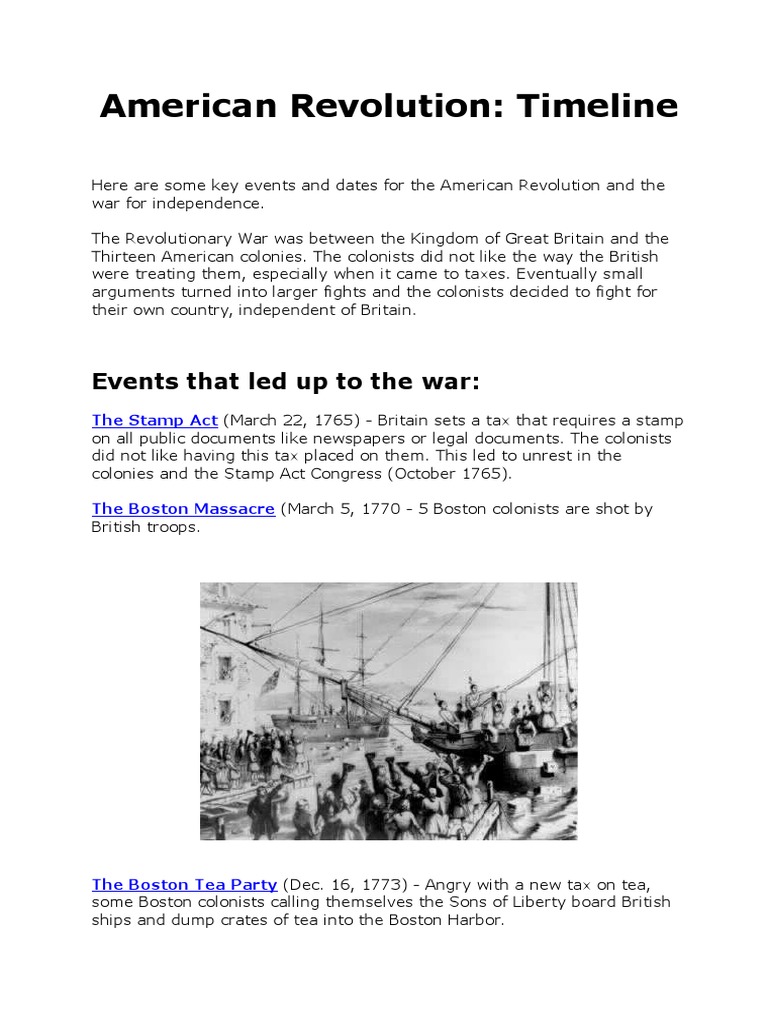 American Revolution Key Events | PDF | American Revolutionary War ...