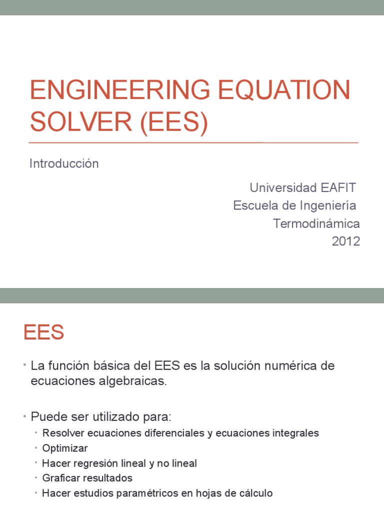 Engineering Equation Solver (Ees) - Rev | PDF | Tecnología