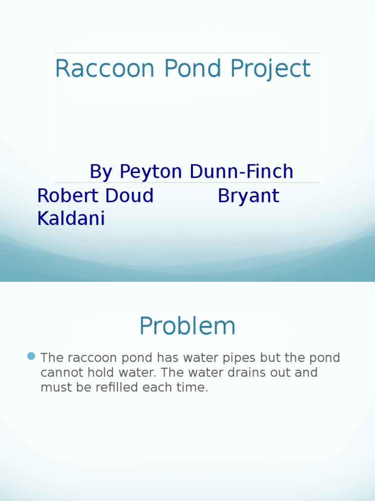 Coonpondprojrpb | PDF | Home & Garden | Science & Mathematics