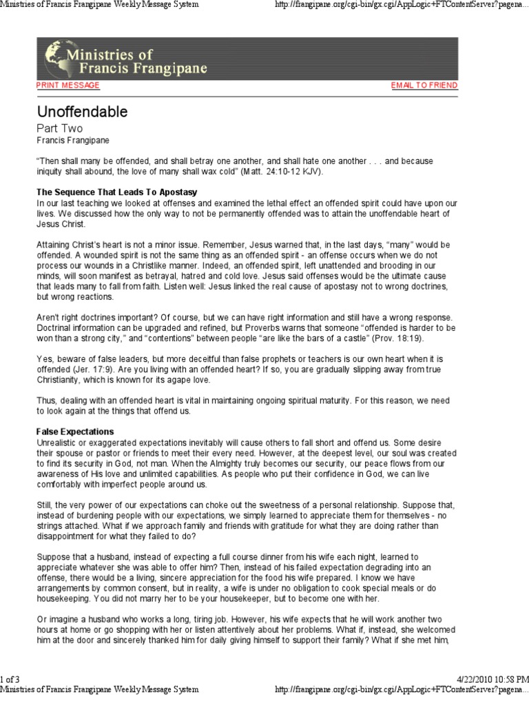 Unoffendable Part 2 | PDF | Jesus | Prayer