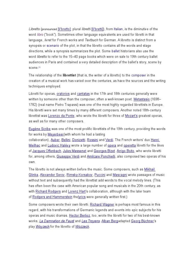 Libretto | PDF | Opera | Vocal Music