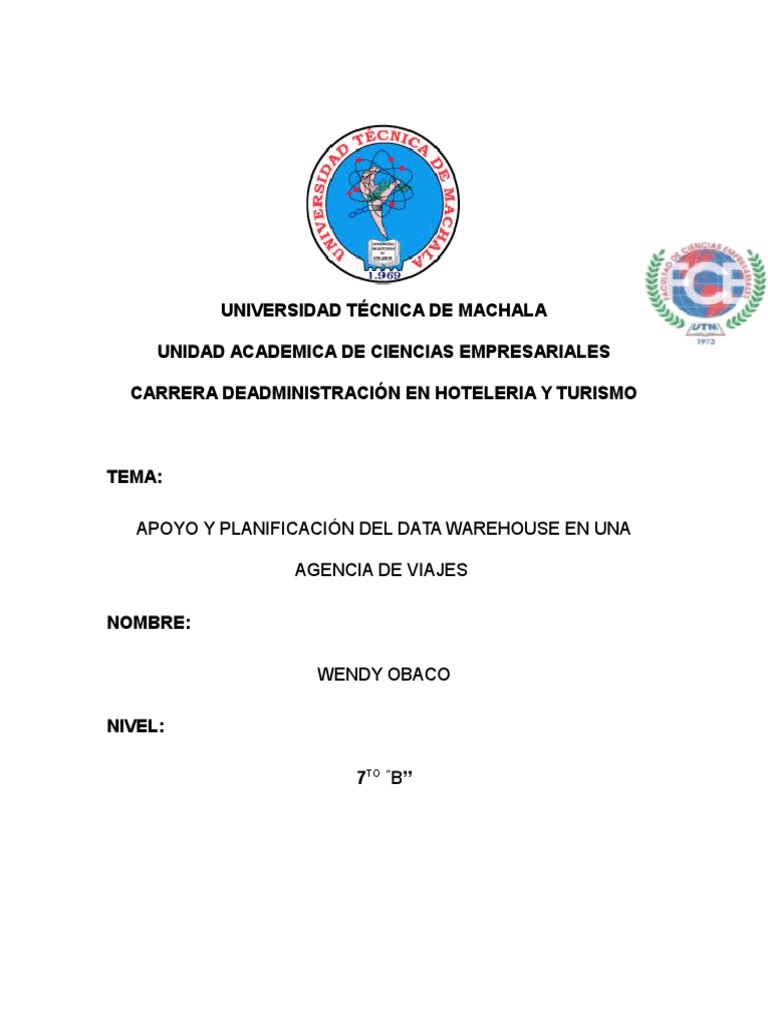 Ensayo #8 Data Warehouse | Descargar gratis PDF | Almacén de datos | Turismo