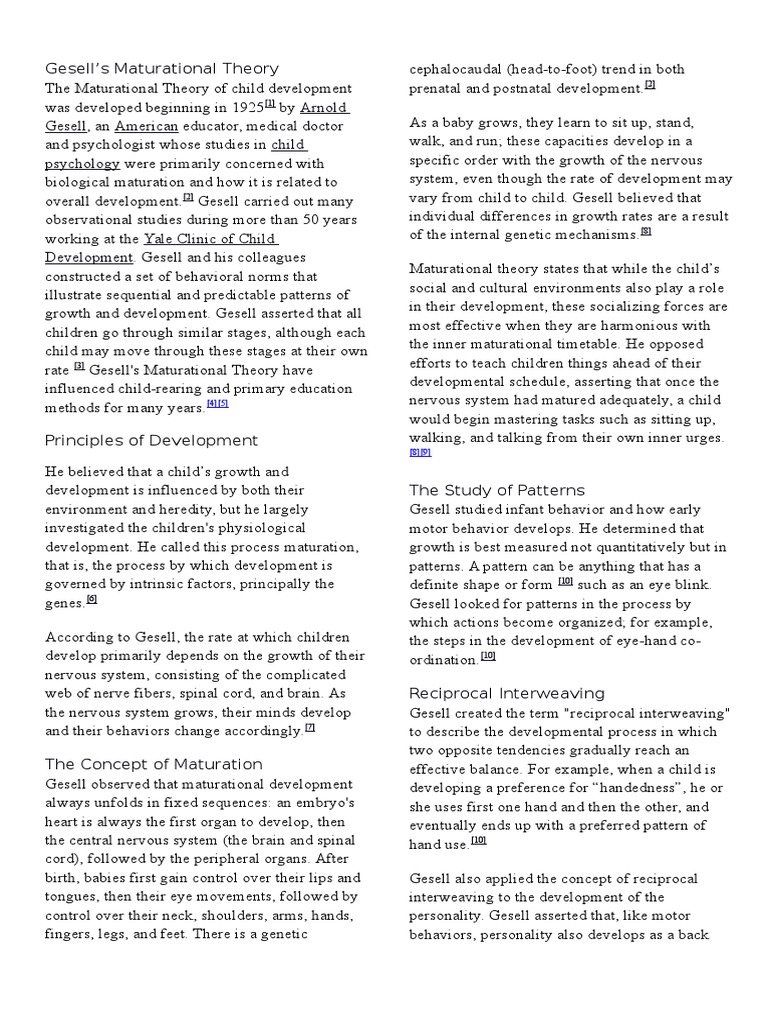 Gesell’s Maturational Theory | Psychology & Cognitive Science ...