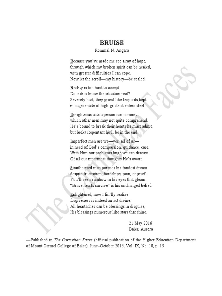 BRUISE by Rommel N. Angara | PDF | Religious Belief And Doctrine ...