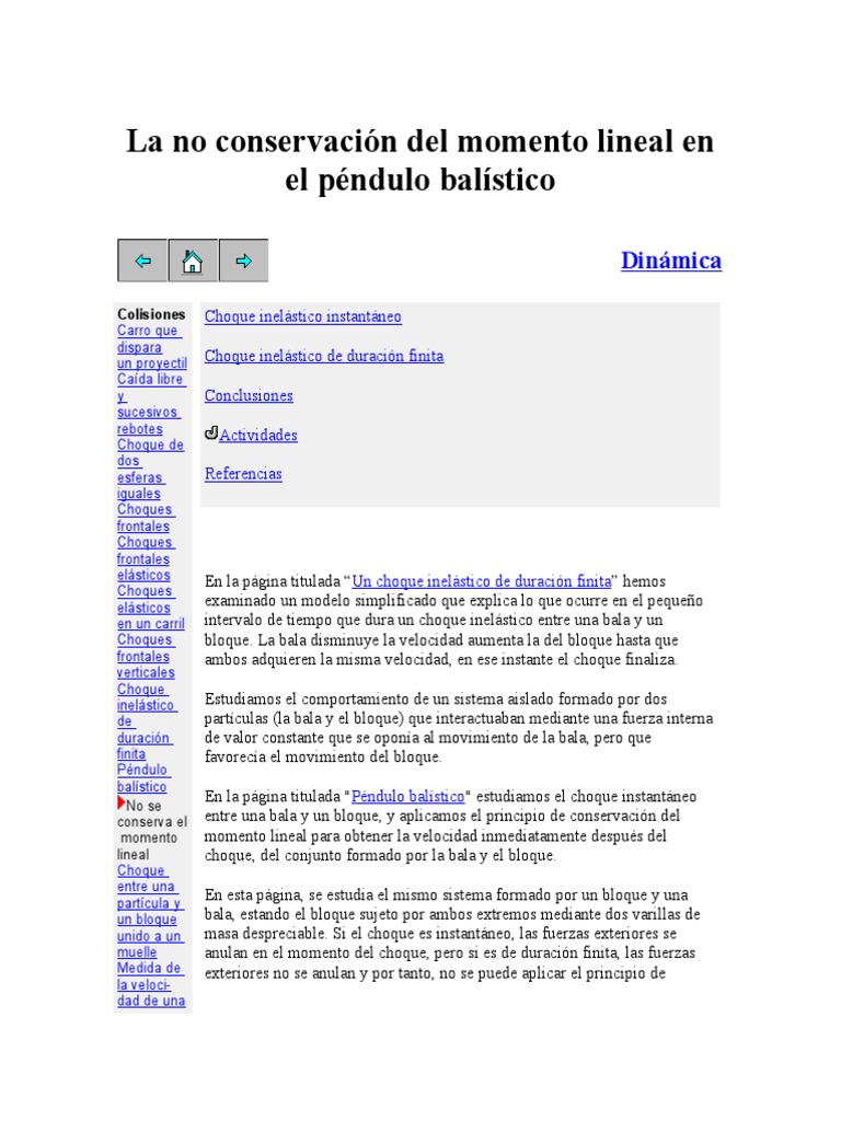 El Péndulo Balístico Como Funciona | PDF | Péndulo | Movimiento (física)