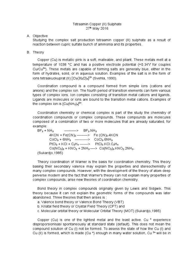 Tetraamin Copper | PDF | Coordination Complex | Hydroxide