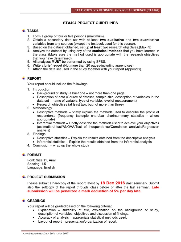 Sta404 - Project Guidelines | PDF
