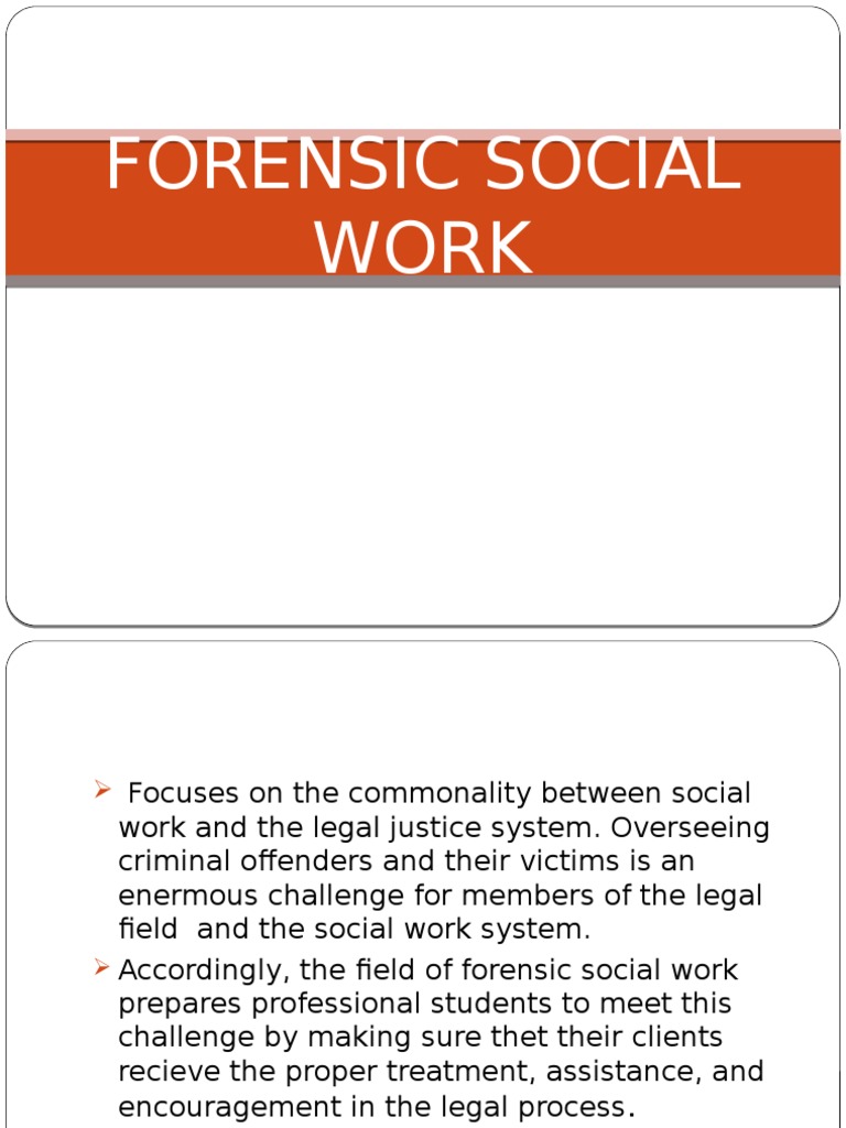 Forensic Social Work Overview and Roles | PDF | Social Work | Criminology