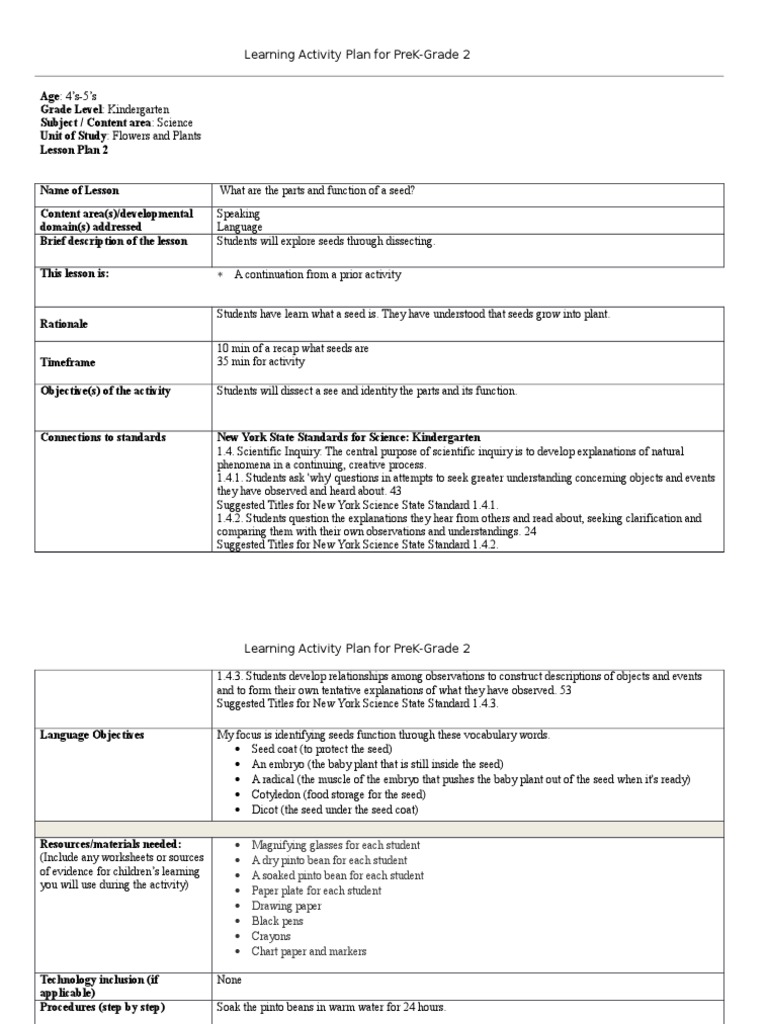 Lesson Plan Seeds 1 | PDF | Seed | Lesson Plan
