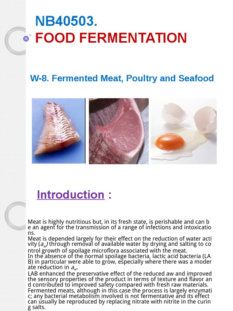 Week-9 - Fermented Meat, Poultry and Seafood 2 | PDF | Curing (Food ...