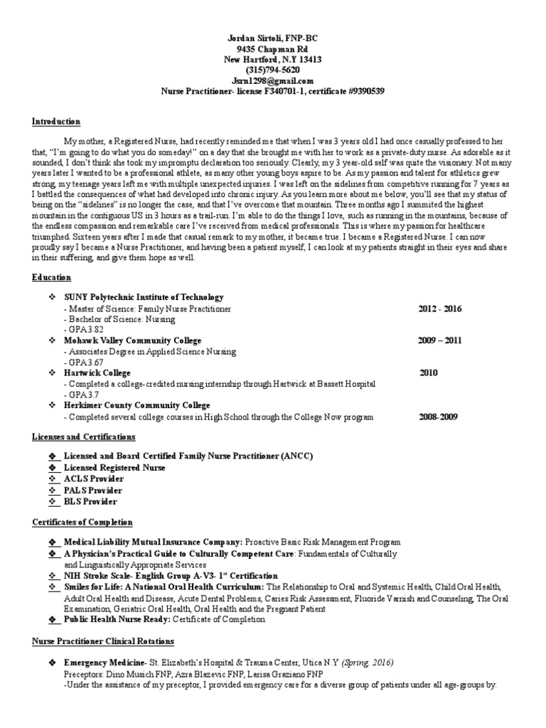 final 2016 resume | Pulmonology | Nurse Practitioner