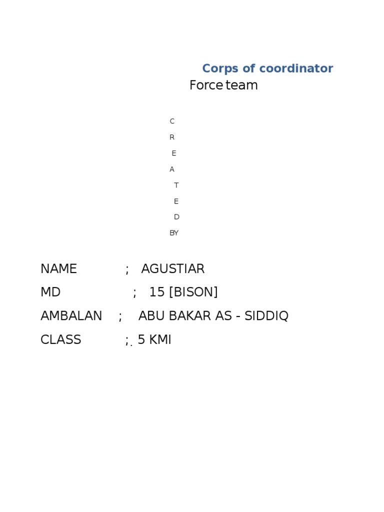 Force Team: Corps of Coordinator | PDF