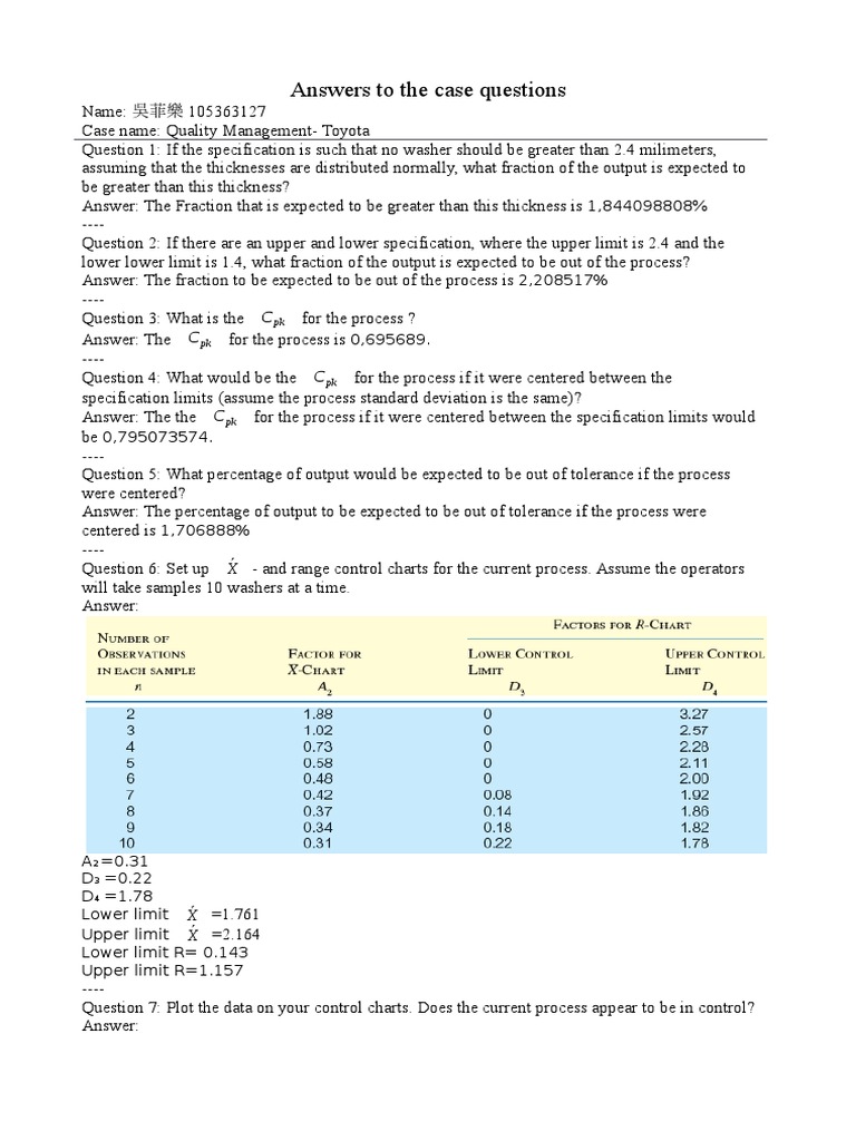 Case Study Quality Management Toyota | PDF